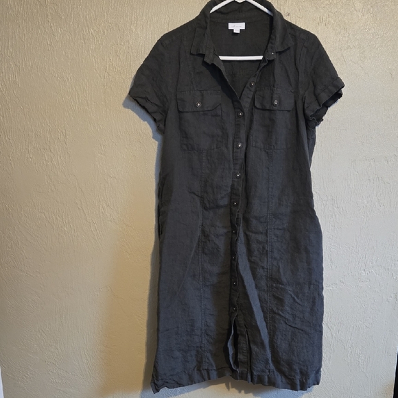 J. Jill | Dresses | J Jill Charcoal Linen Shirt Dress | Poshmark